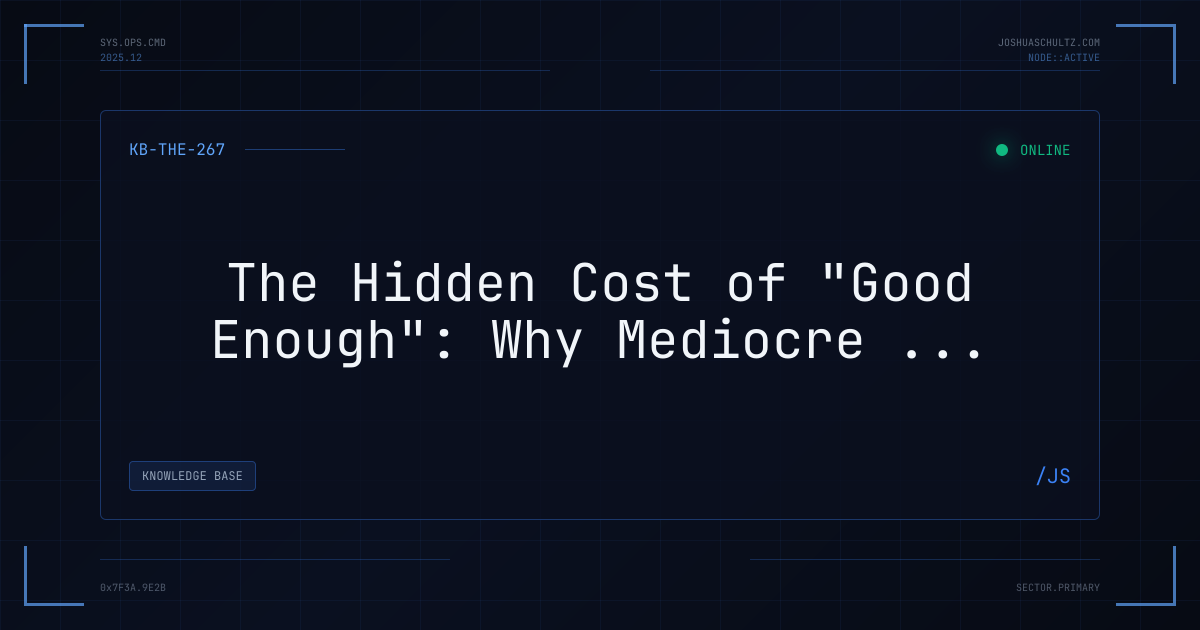 The Hidden Cost of "Good Enough": Why Mediocre Resources Create ...
