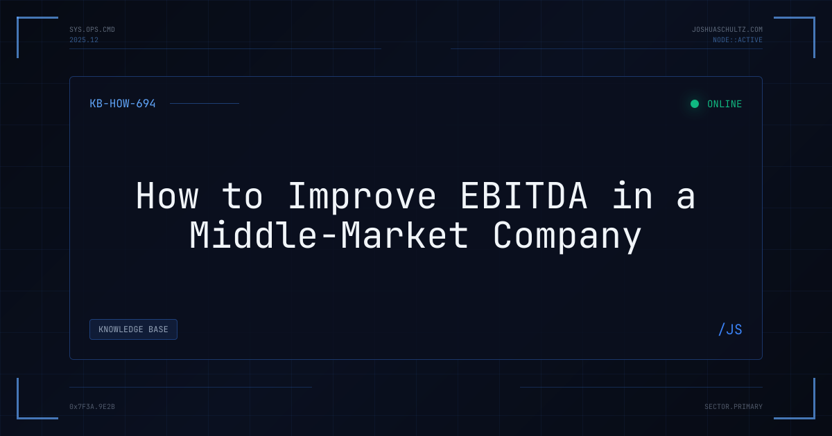How to Improve EBITDA in a Middle-Market Company | Joshua Schultz Ops ...
