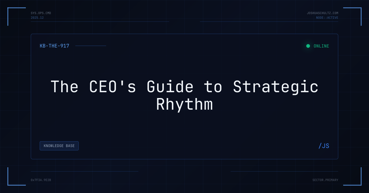 The CEO's Guide to Strategic Rhythm | Joshua Schultz Ops Command Center